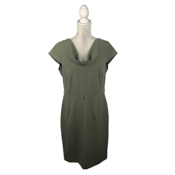 Calvin Klein | Dresses | Calvin Klein Olive Green Sheath Dress Draped ...